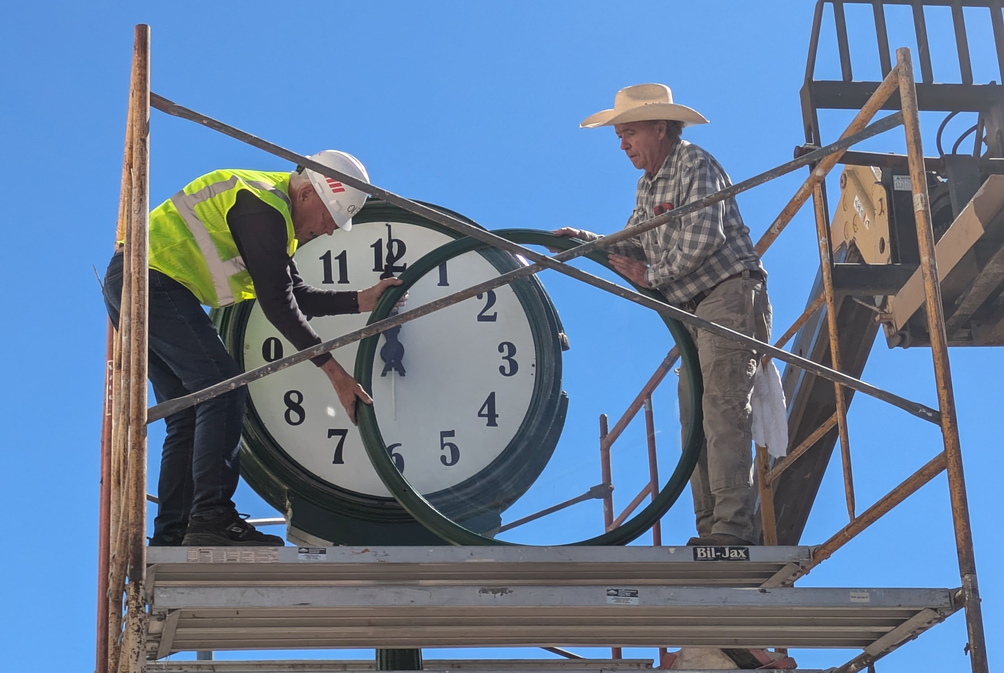An antique street clock stands again in downtown Alamosa decades after ...