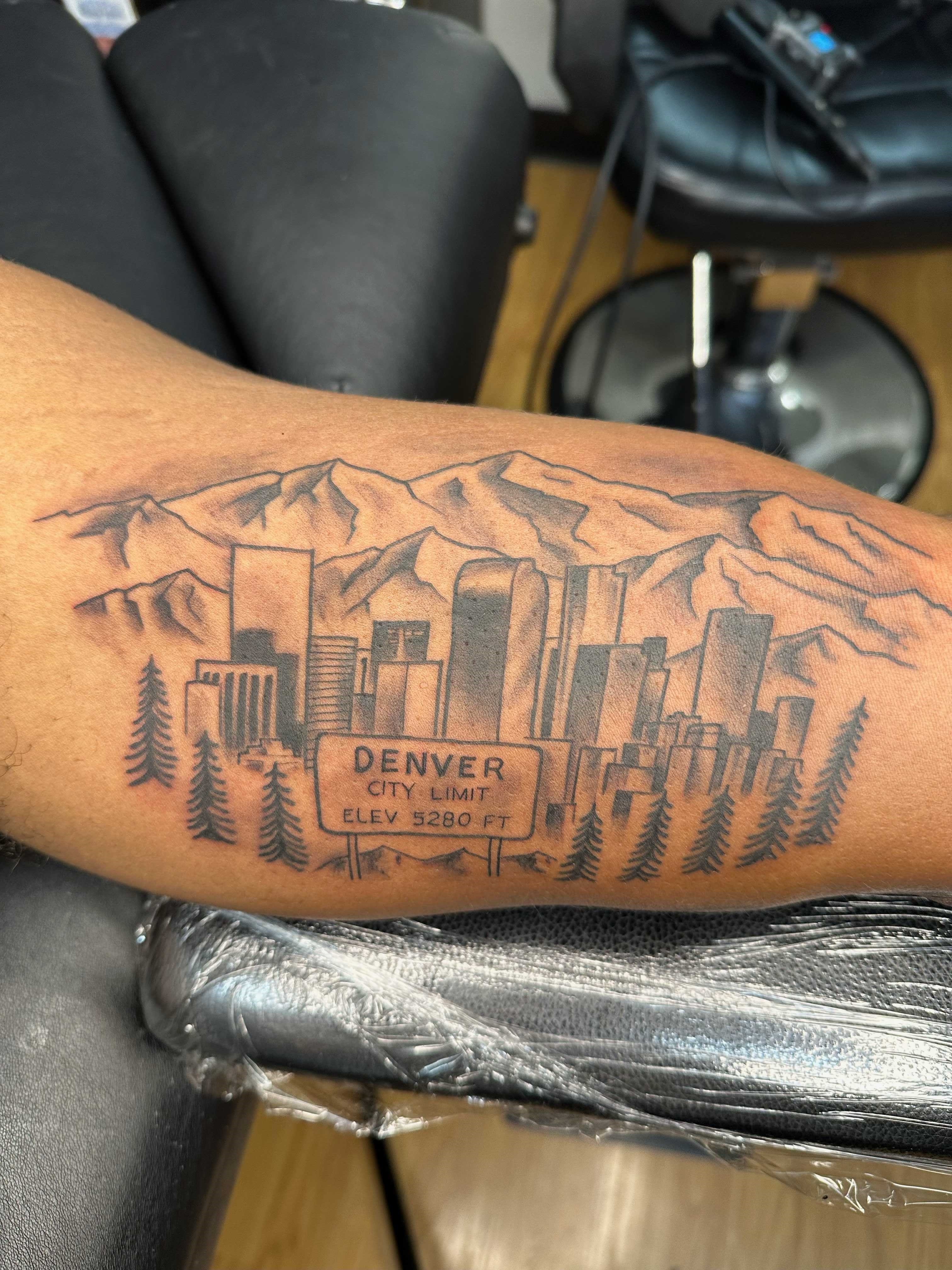 Denver skyline tattoo | Orangetattooshop.com