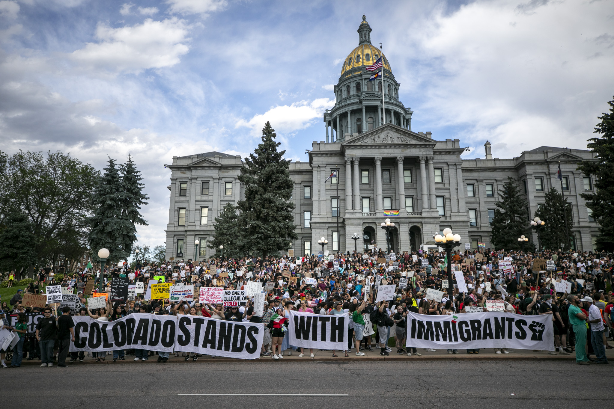 Protesters rally against ICE at Colorado Capitol as police use smoke ...